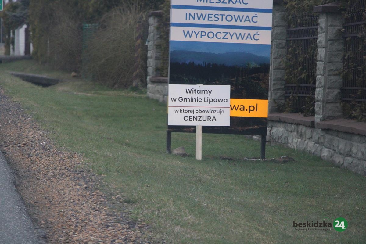 Nowe tabliczki: "Witamy w Gminie Lipowa, w której obowiązuje cenzura"! - ZDJĘCIA - Beskidzka24 ...